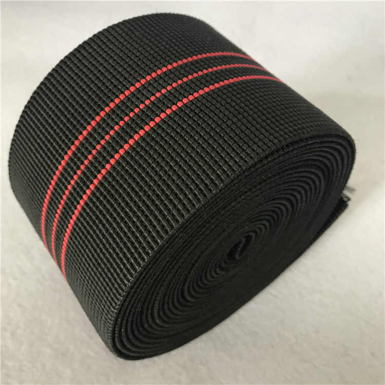 Black color Sofa Elastic Webbing 50%-60% Elongation With red Lines use ...
